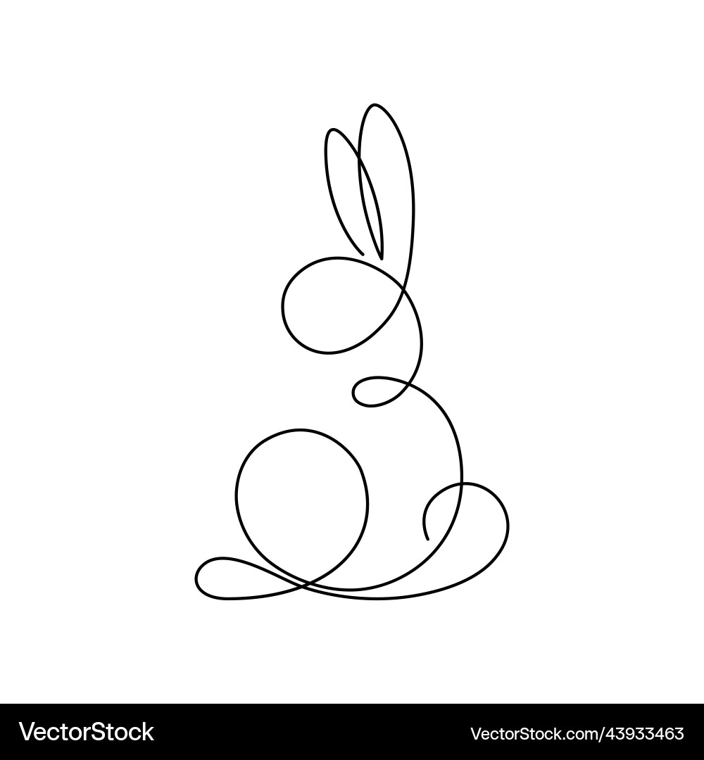 Continuous one line drawing of a rabbit on white Vector Image