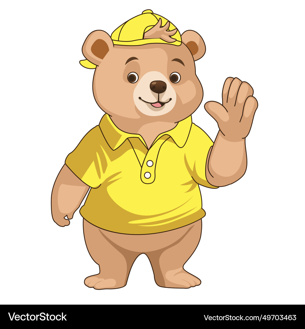 Cute bear mascot say hi Royalty Free Vector Image