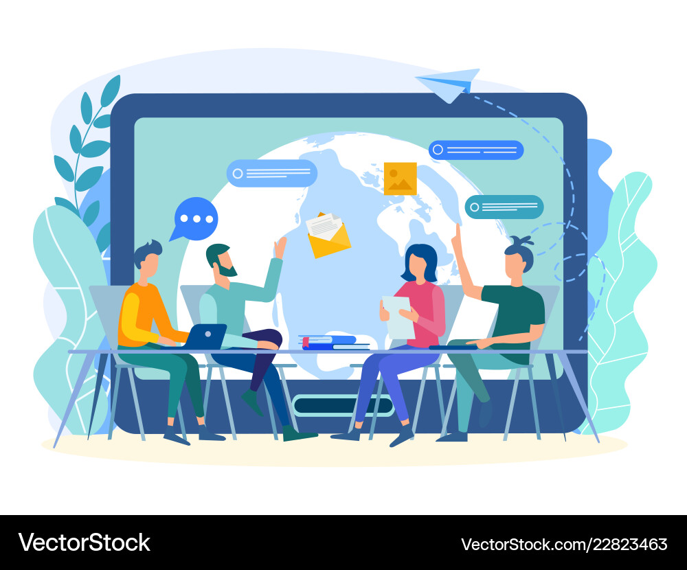Discussion of current tasks by employees Vector Image