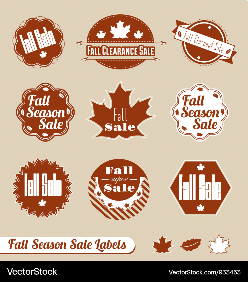 Fall Seasonal Sale Label Set Royalty Free Vector Image
