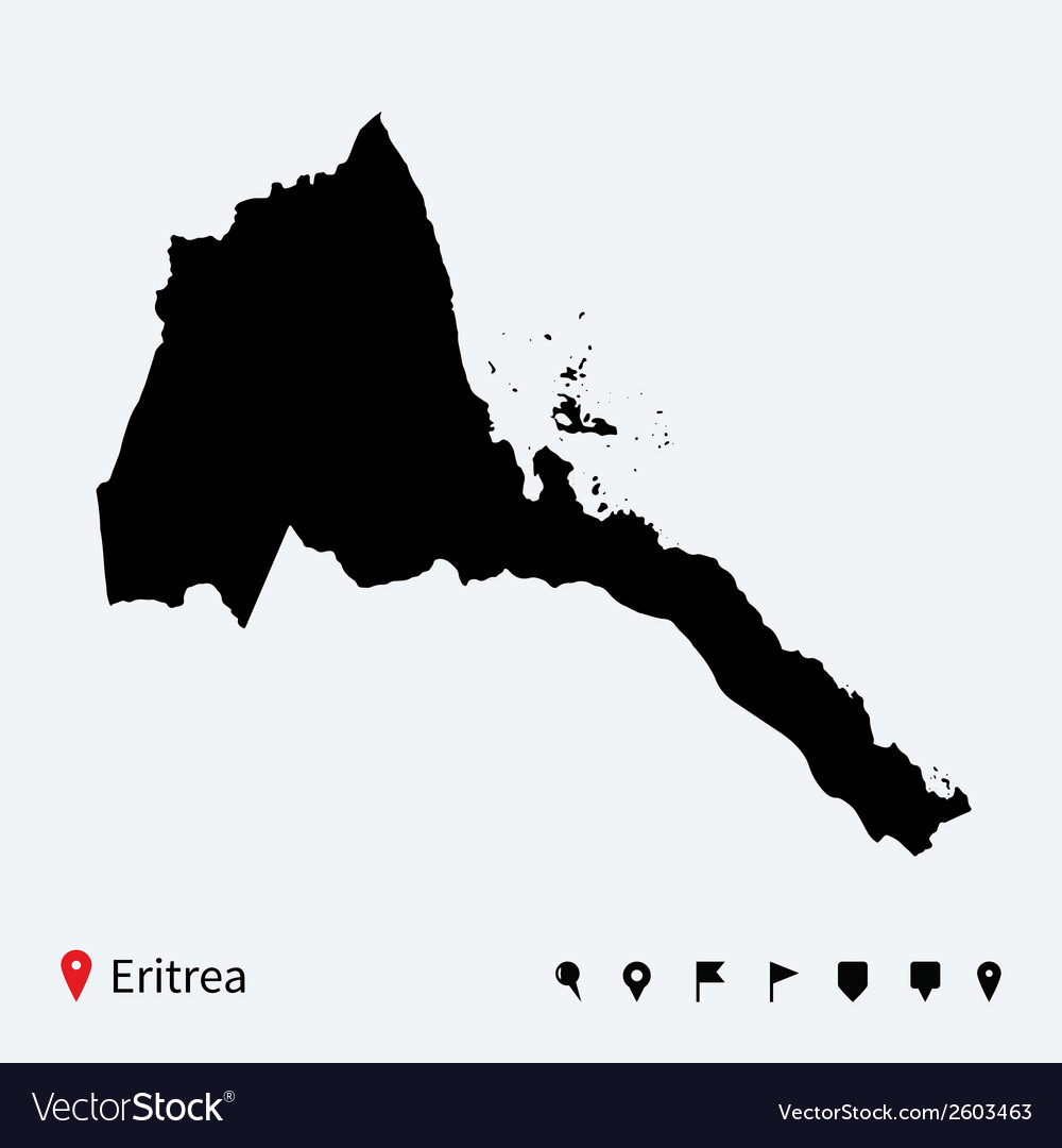 High detailed map of eritrea with navigation pins Vector Image