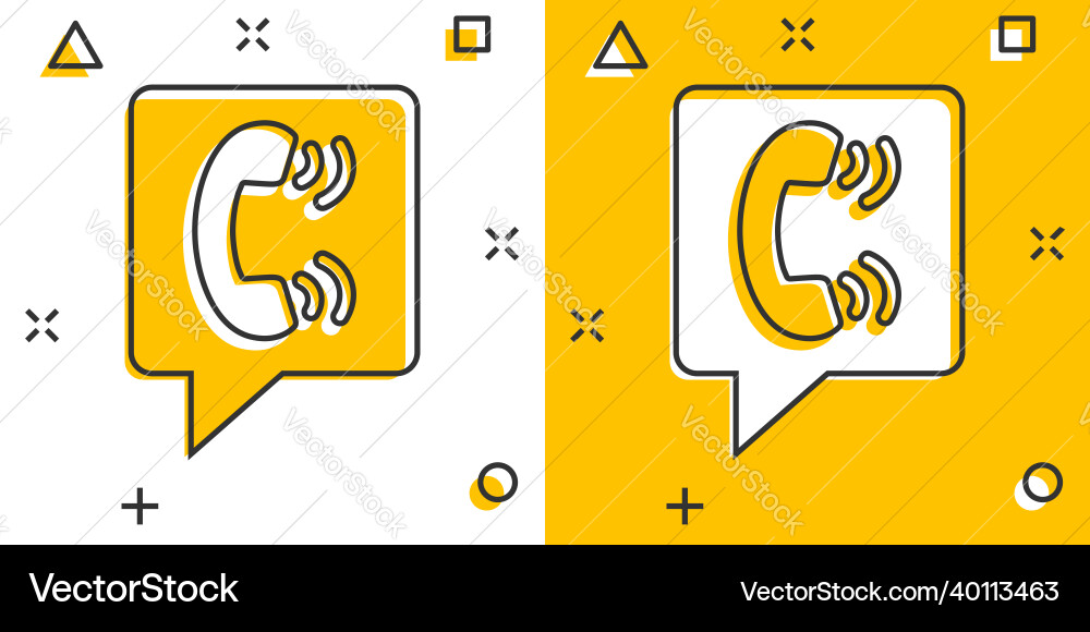 Mobile phone icon in comic style telephone talk Vector Image