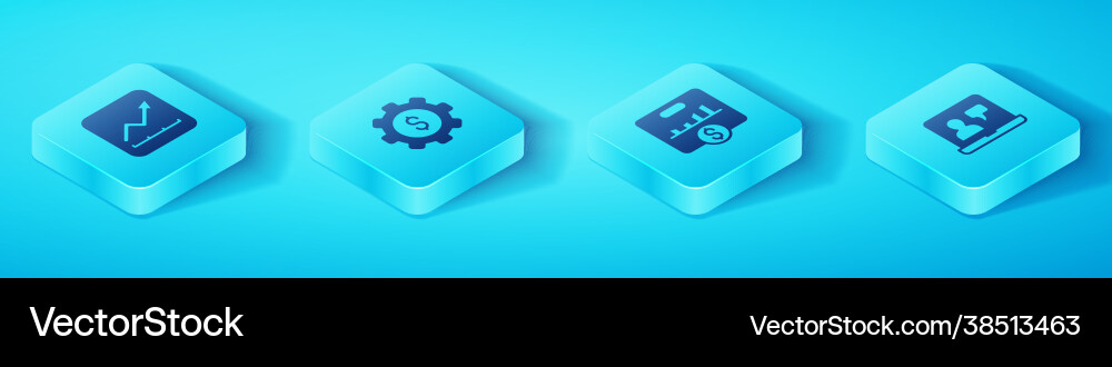 Set isometric financial growth increase gear Vector Image