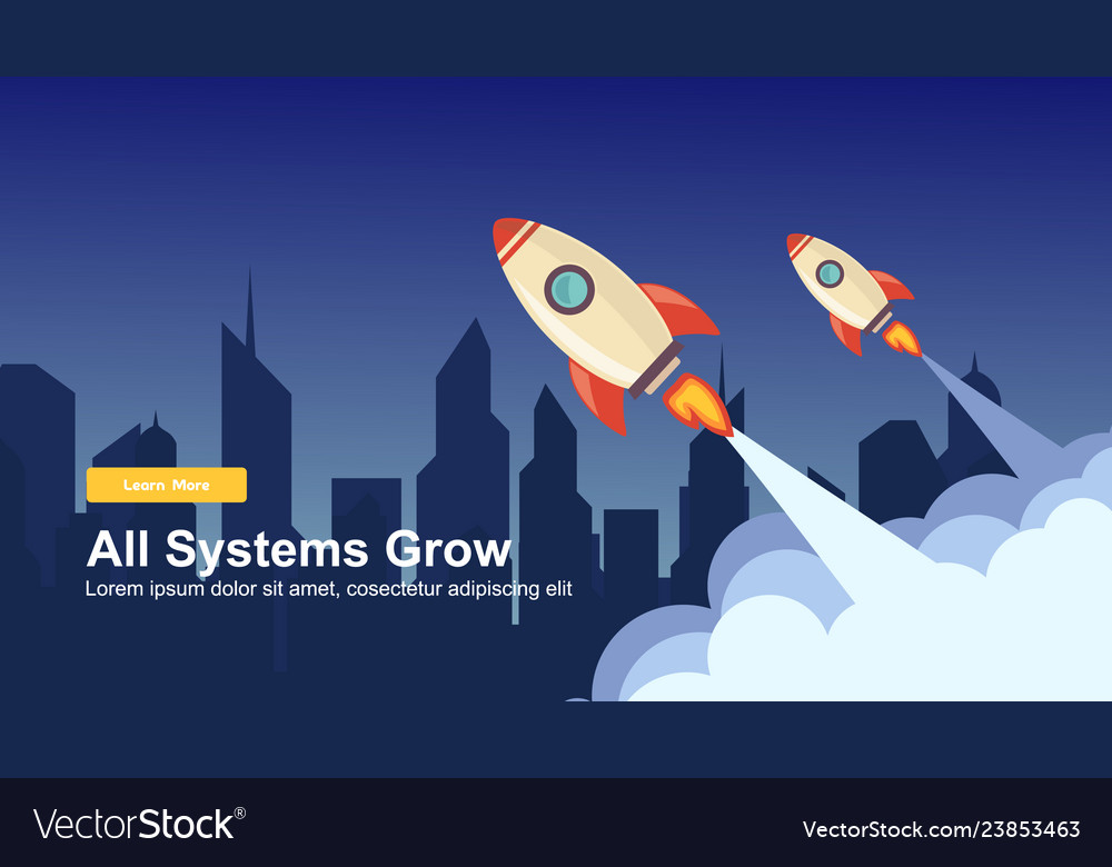 Start up simple rocket web design responsive Vector Image