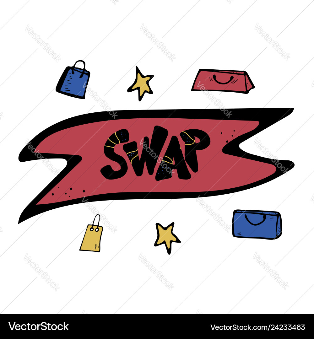 Swap hanwritten lettering concept design Vector Image