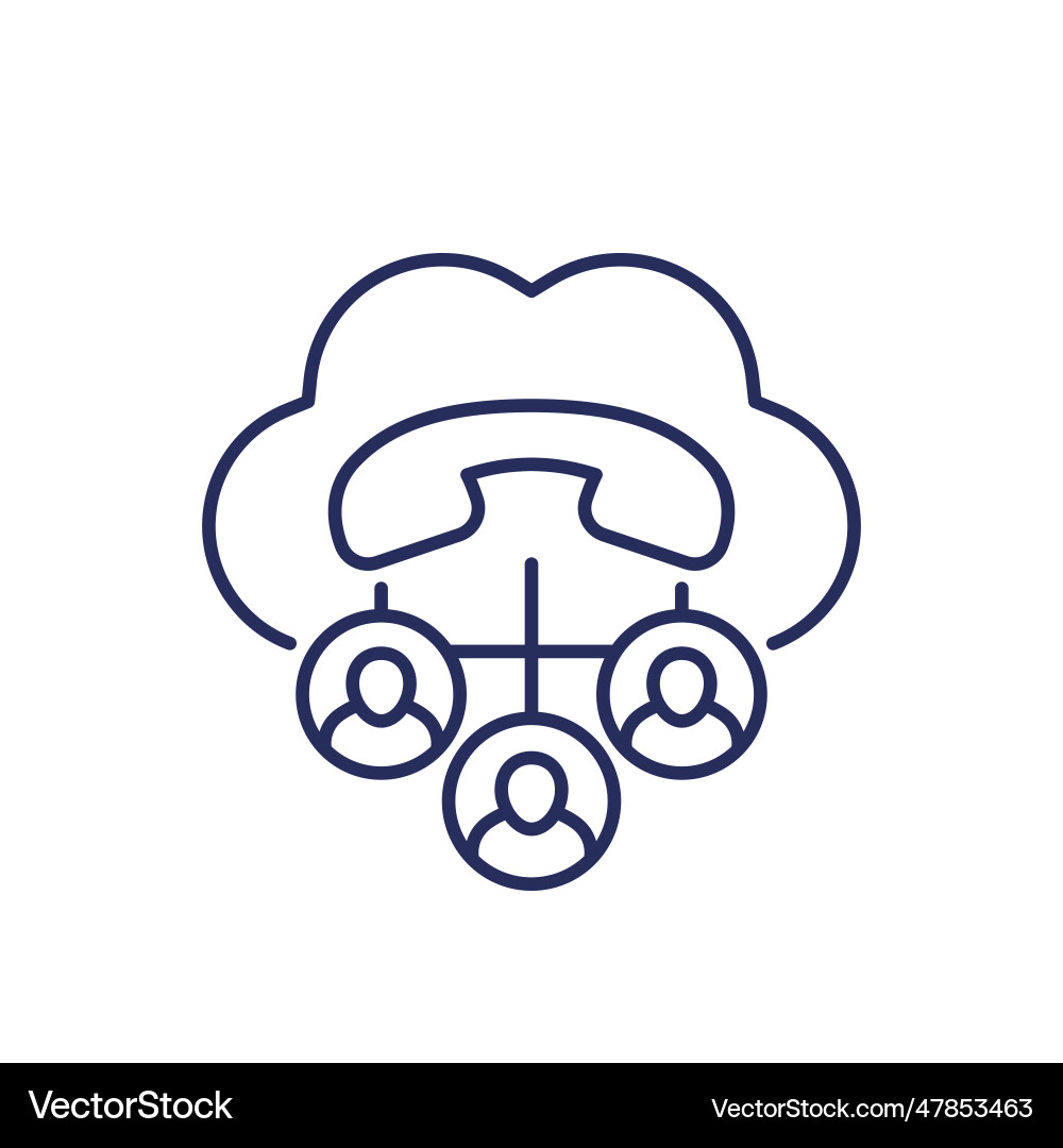 Voip telephony calls line icon Royalty Free Vector Image