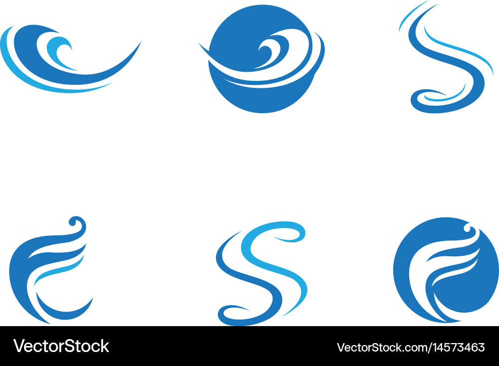 Water wave symbol and icon logo template Vector Image