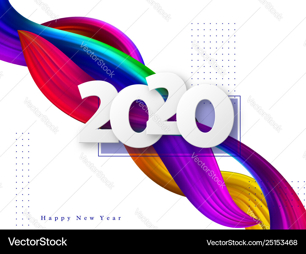 2020 new year sign on abstract liquid background Vector Image