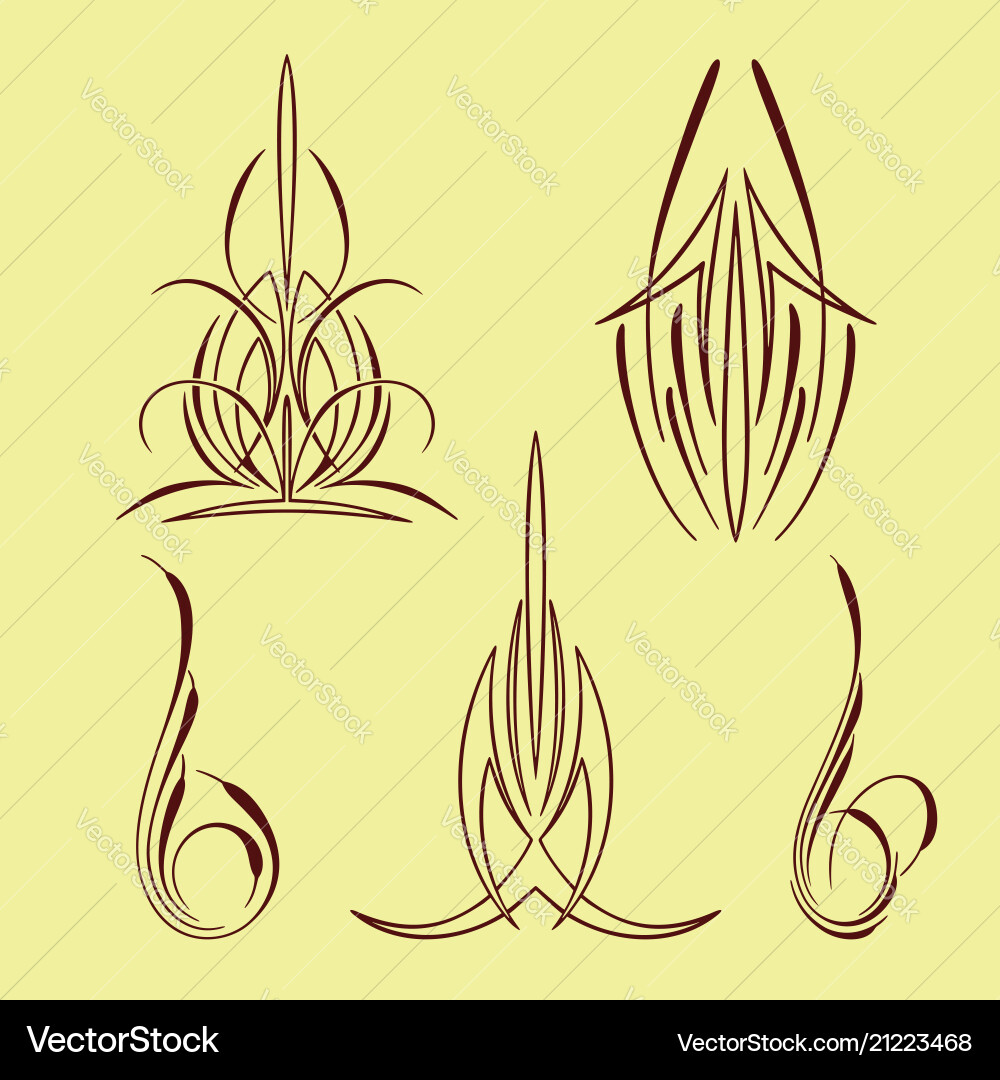America pinstriping style collection set Vector Image
