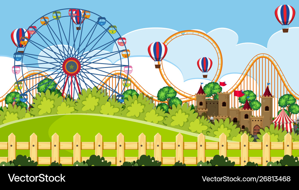 An outdoor scene with funfair Royalty Free Vector Image