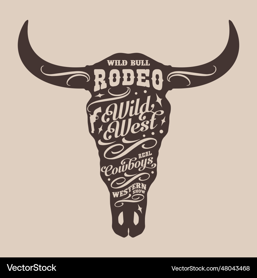 Bull rodeo vintage flyer monochrome Royalty Free Vector