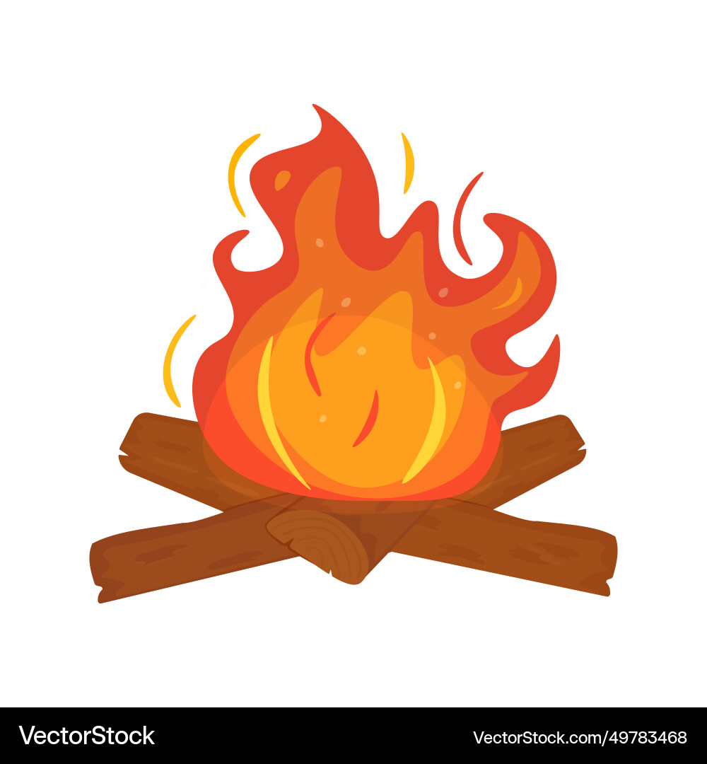 Campfire bonfire with burning logs and a blazing Vector Image