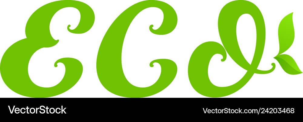 Eco text type natural healthy product green leaf Vector Image