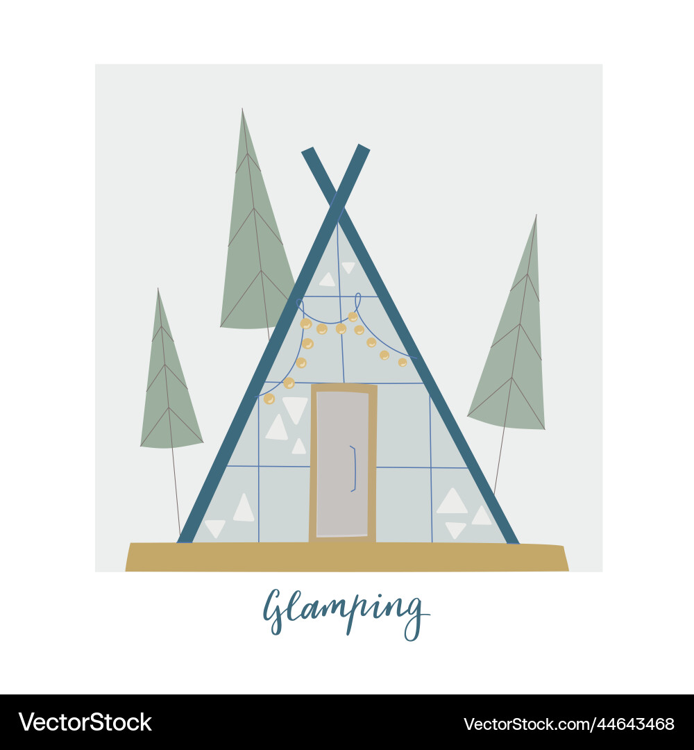 Glamping triangle cottage for ecotourism around Vector Image