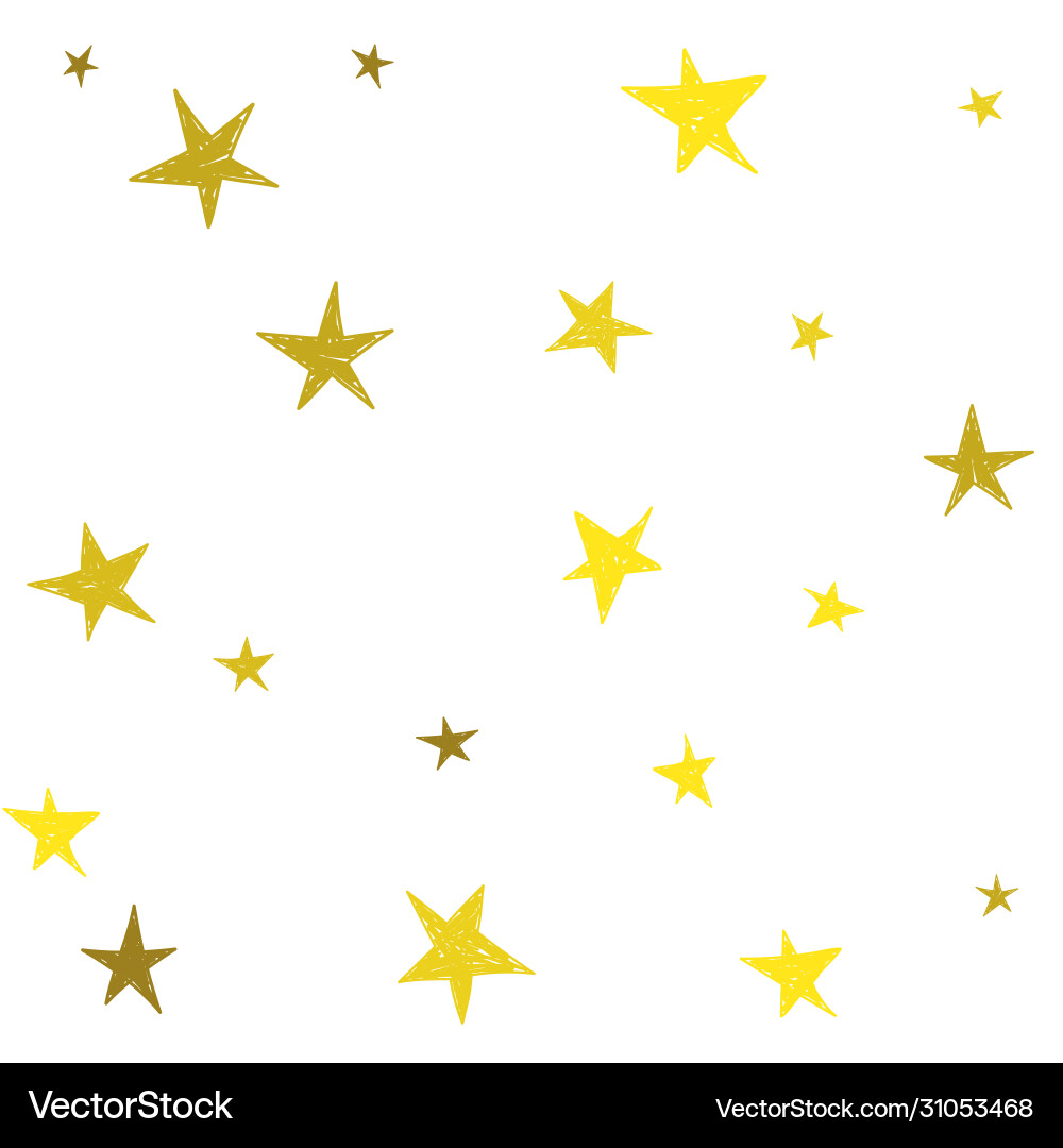 Golden cute hand drawn stars Royalty Free Vector Image