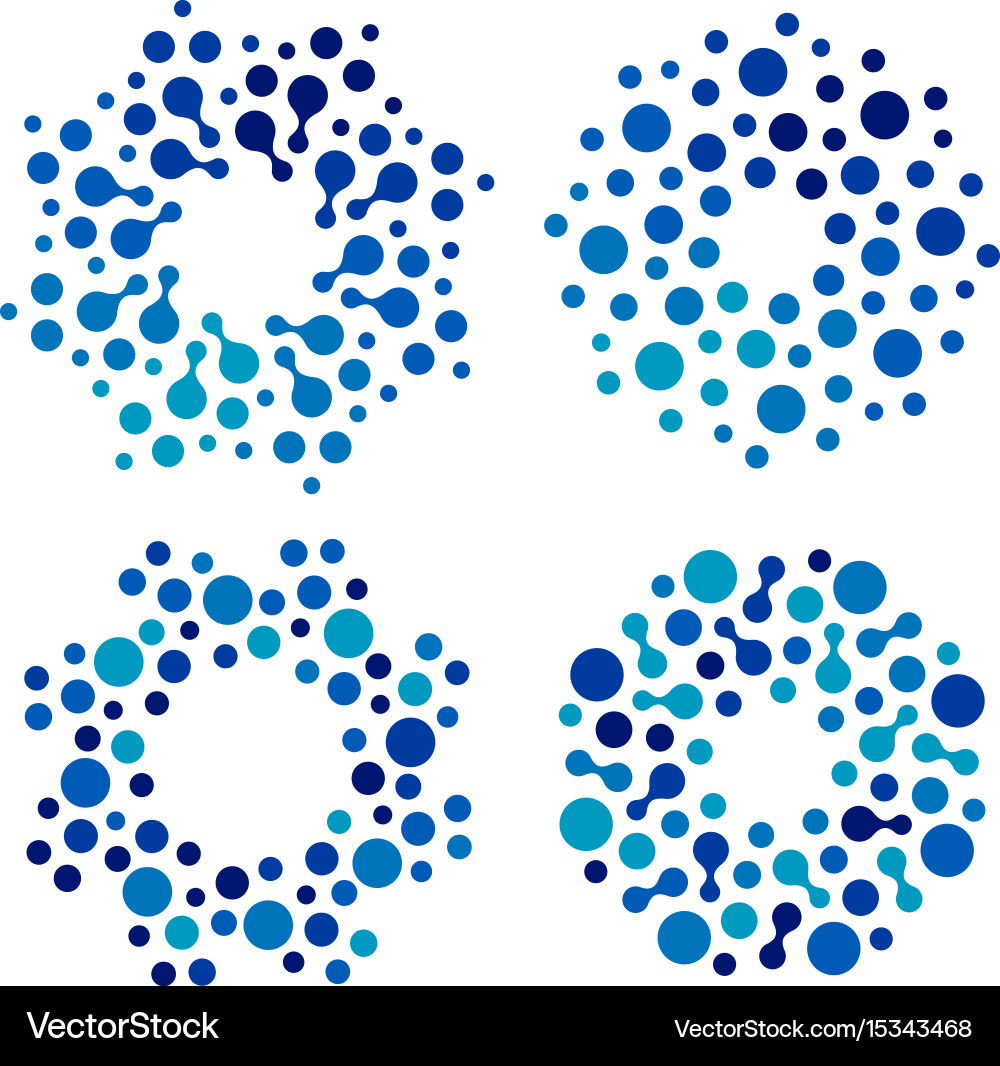 Isolated abstract round shape blue color logo set Vector Image