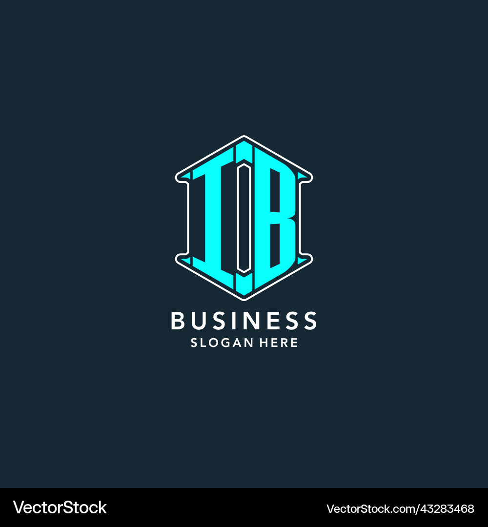 Letter ib logo with hexagon shape geometric style Vector Image