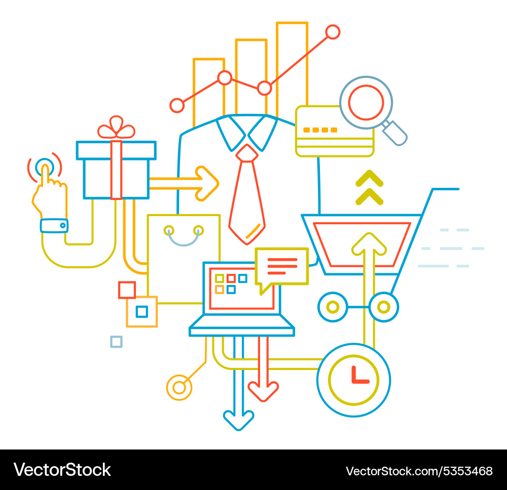 Linear of color customer service set on whit Vector Image