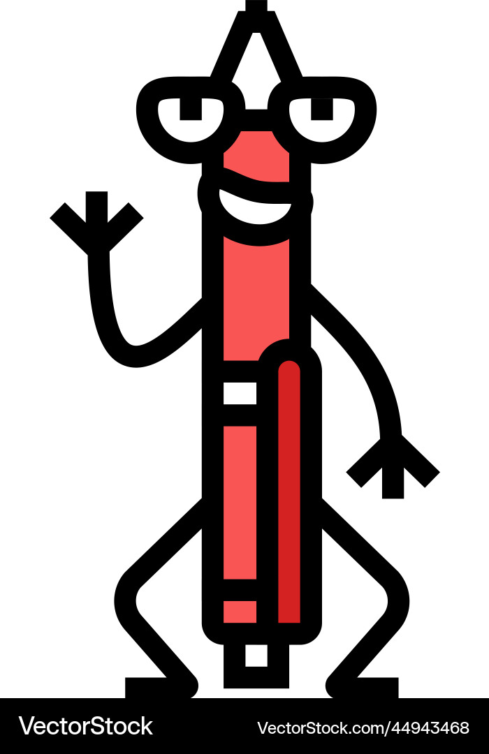 Pen school character color icon Royalty Free Vector Image