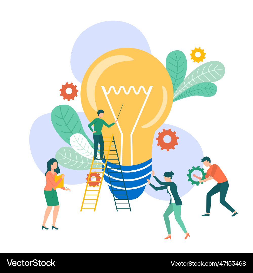 People united in common idea with light bulb Vector Image