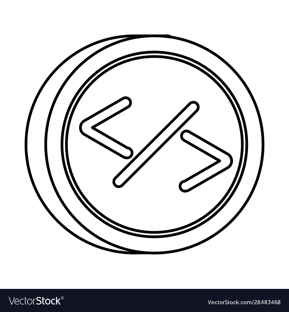 Programming symbols in button icon Royalty Free Vector Image