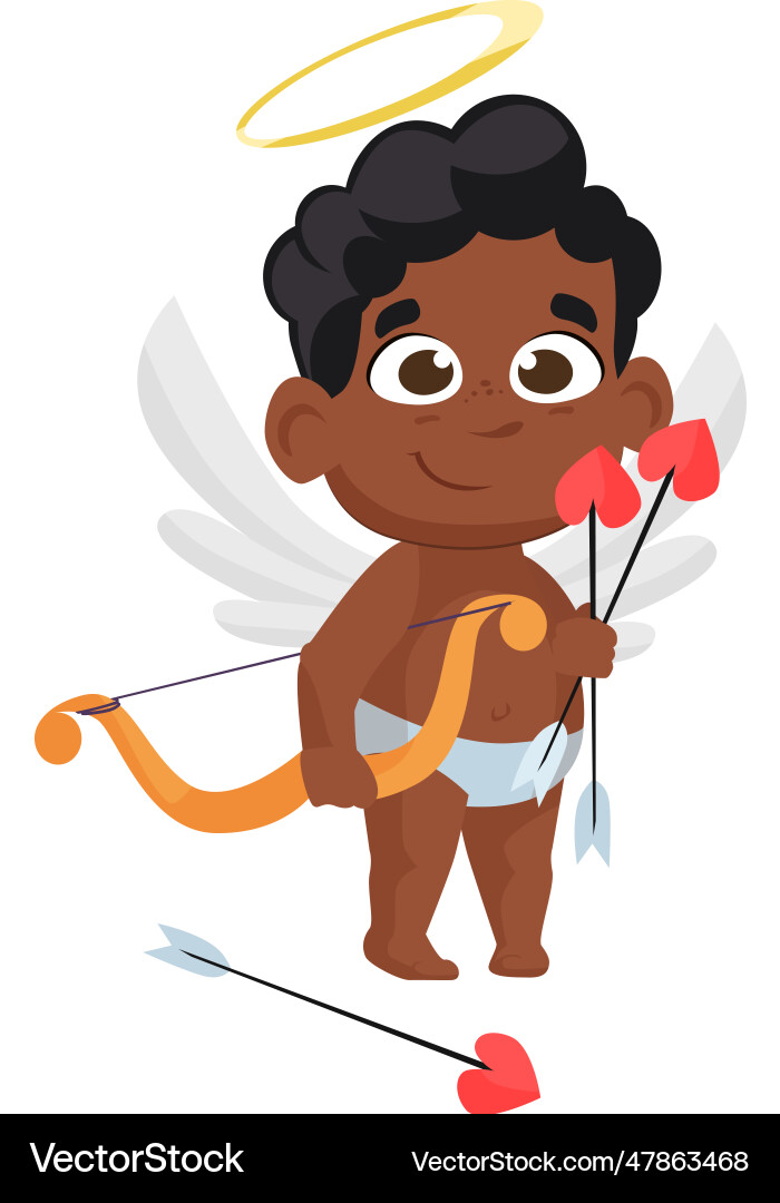 Smiling afro cupid with love arrows Royalty Free Vector