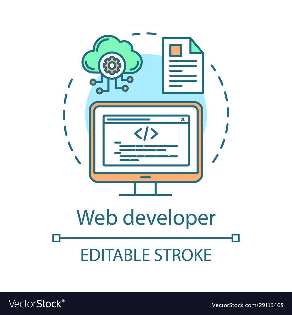 Web developer concept icon Royalty Free Vector Image Web developer concept icon Royalty Free Vector Image