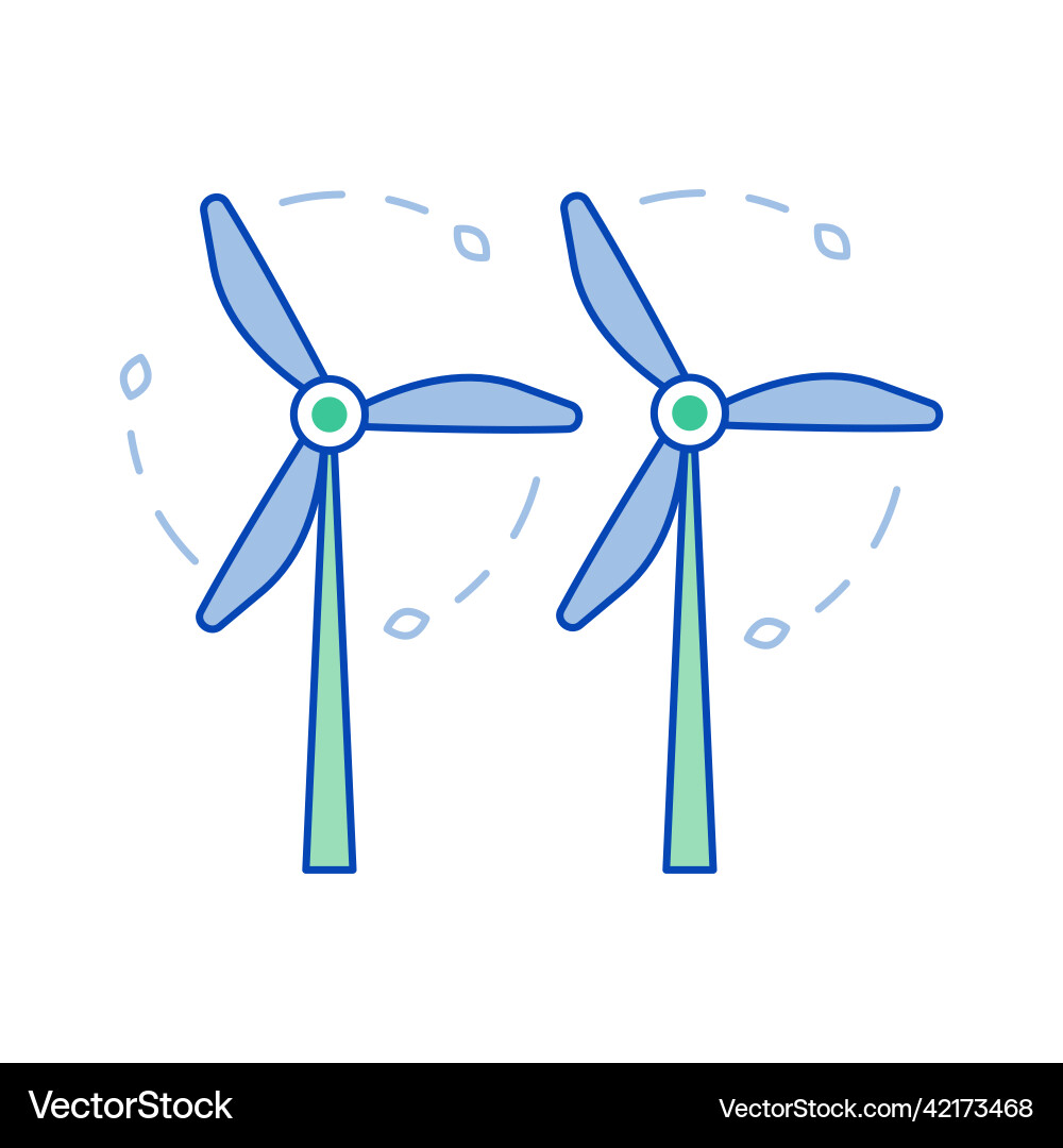 Wind power renewable green energy line icon Vector Image
