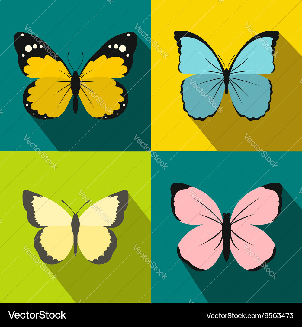 Butterfly banners set flat style Royalty Free Vector Image