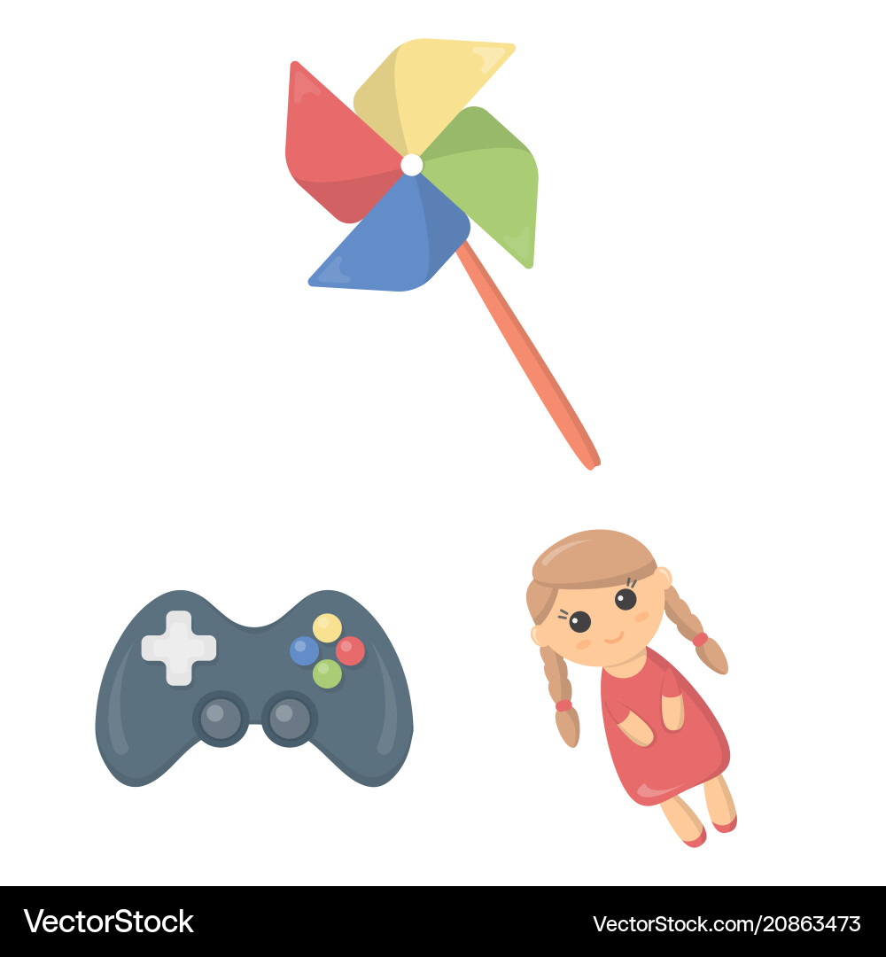 Children toy cartoon icons in set collection Vector Image