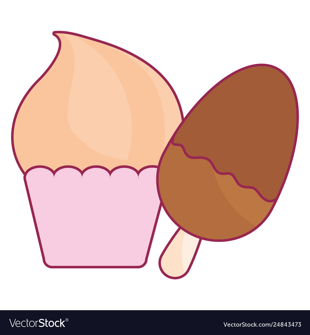 Delicious cupcake with ice cream Royalty Free Vector Image