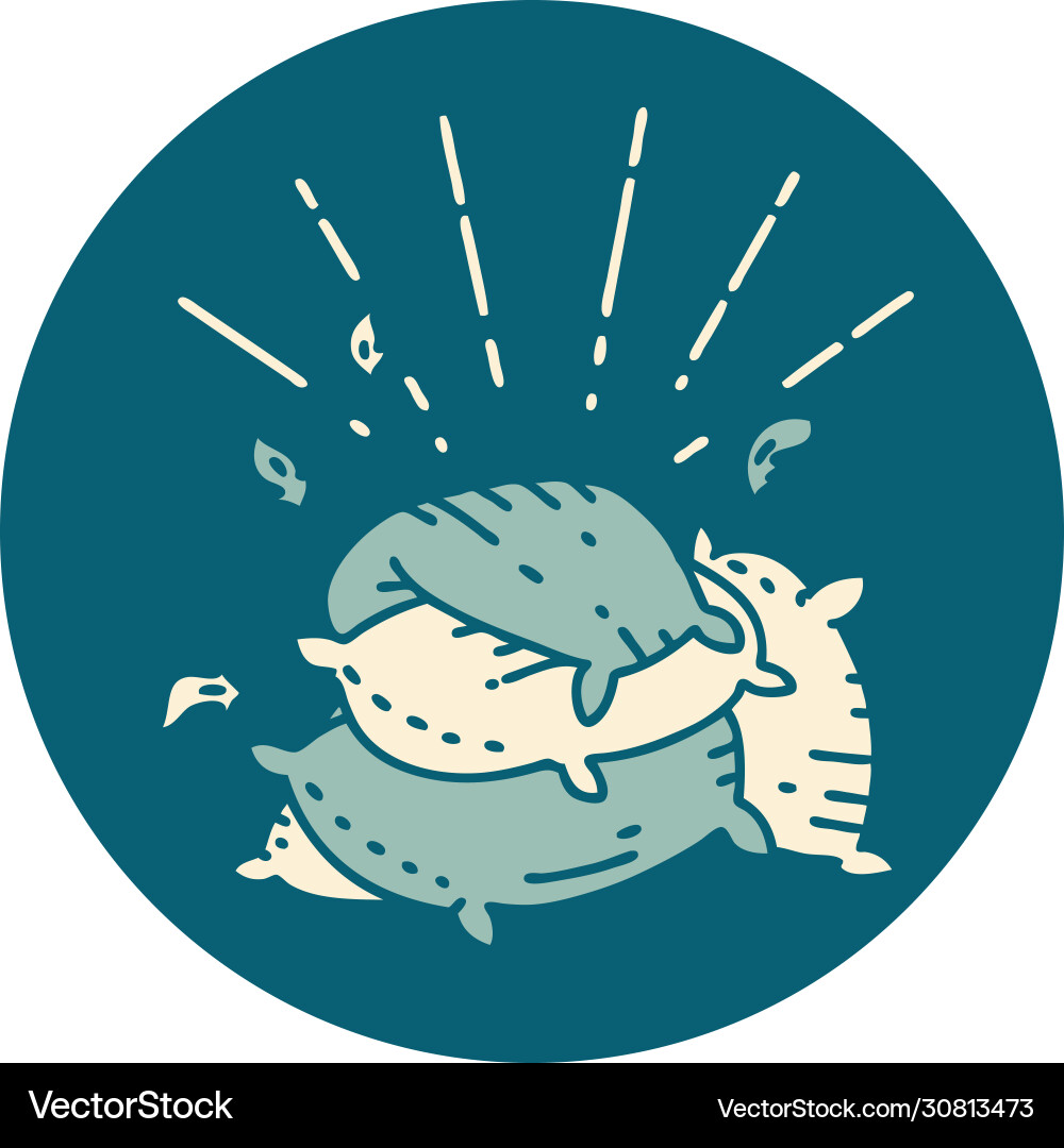 Icon tattoo style pile pillows Royalty Free Vector Image