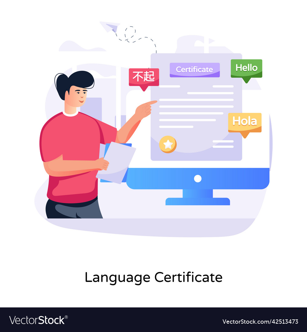 Language certificate Royalty Free Vector Image