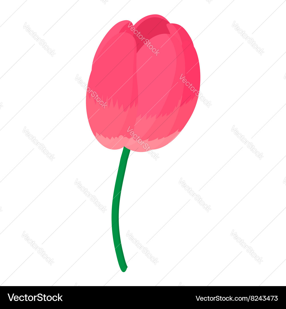 Pink tulip icon cartoon style Royalty Free Vector Image