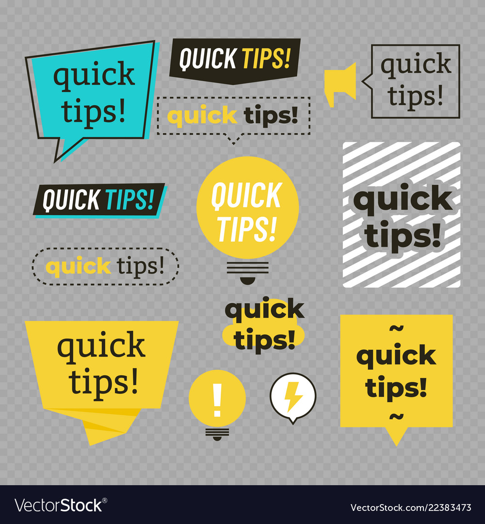 Quick tips helpful tricks banners set Royalty Free Vector