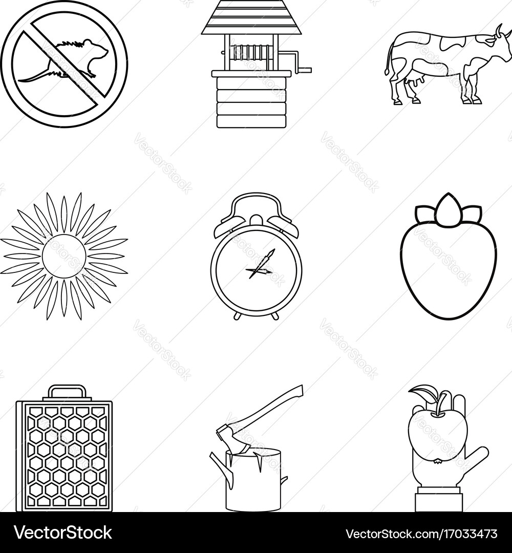 Rodent icons set outline style Royalty Free Vector Image