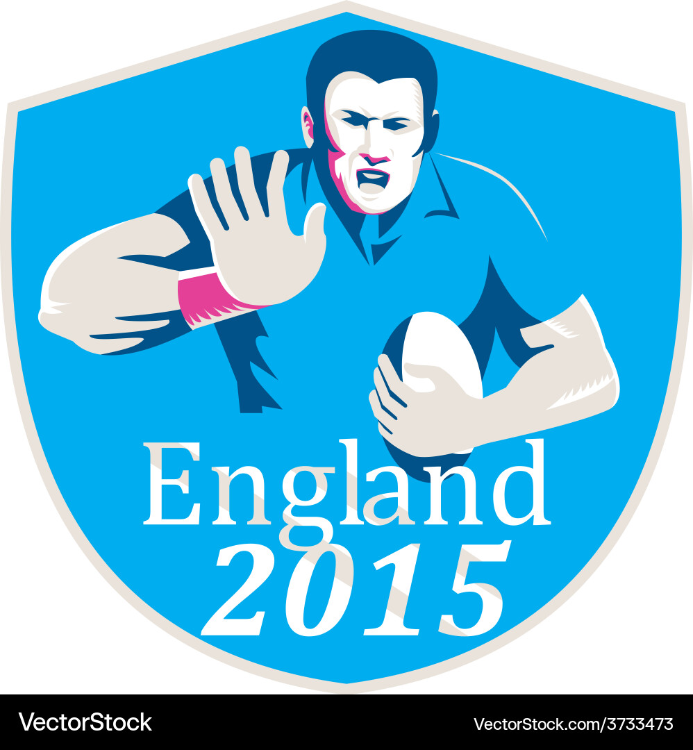 Rugby player fending england 2015 shield Vector Image