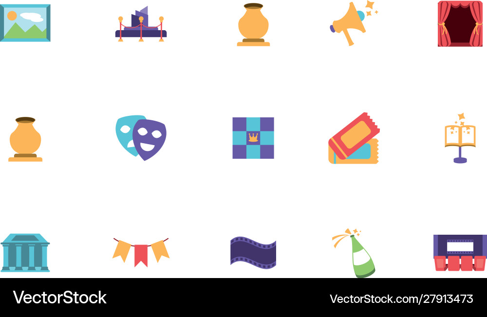 Set icons entertainment on white background Vector Image