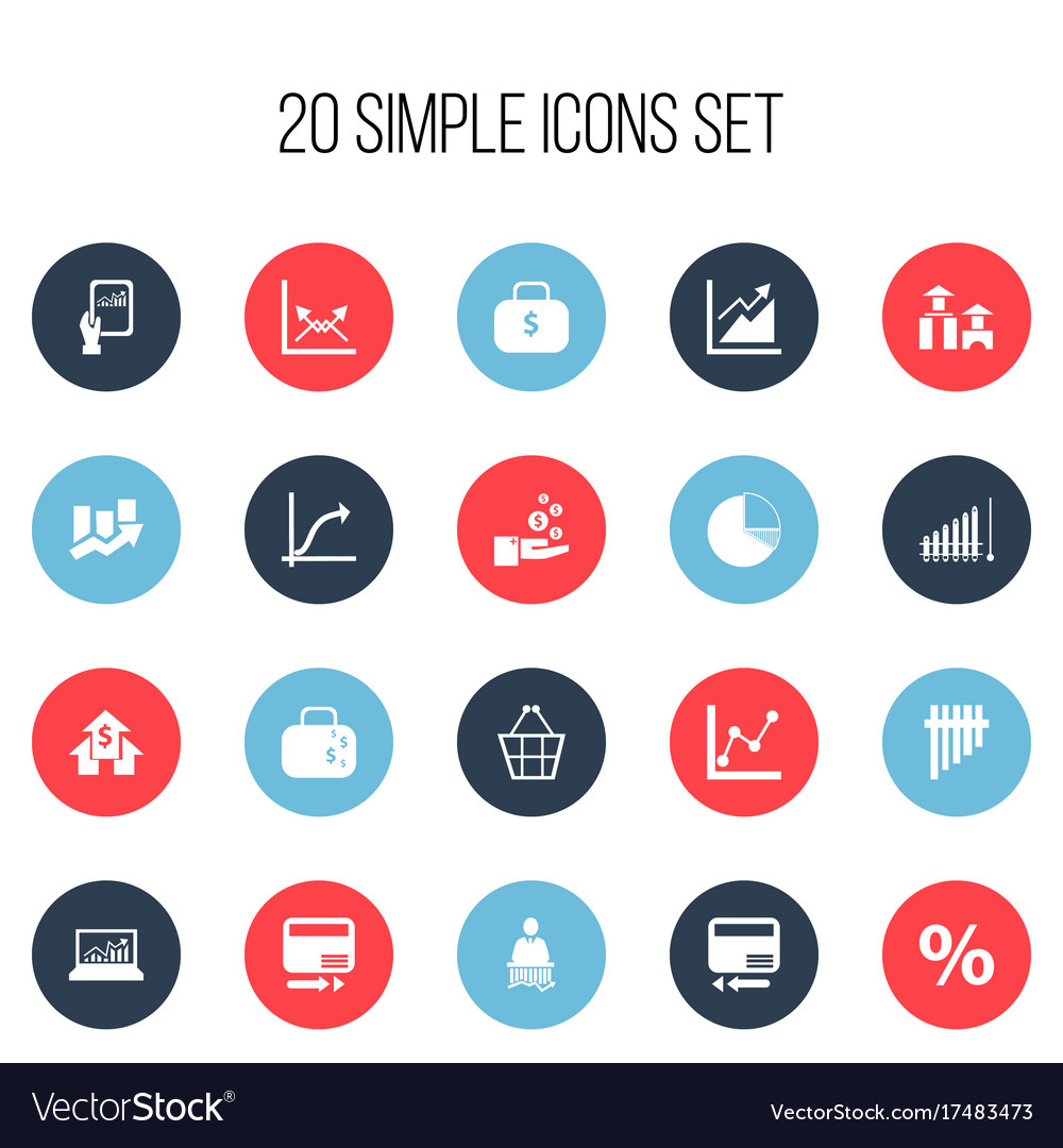 Set of 20 editable analytics icons includes Vector Image