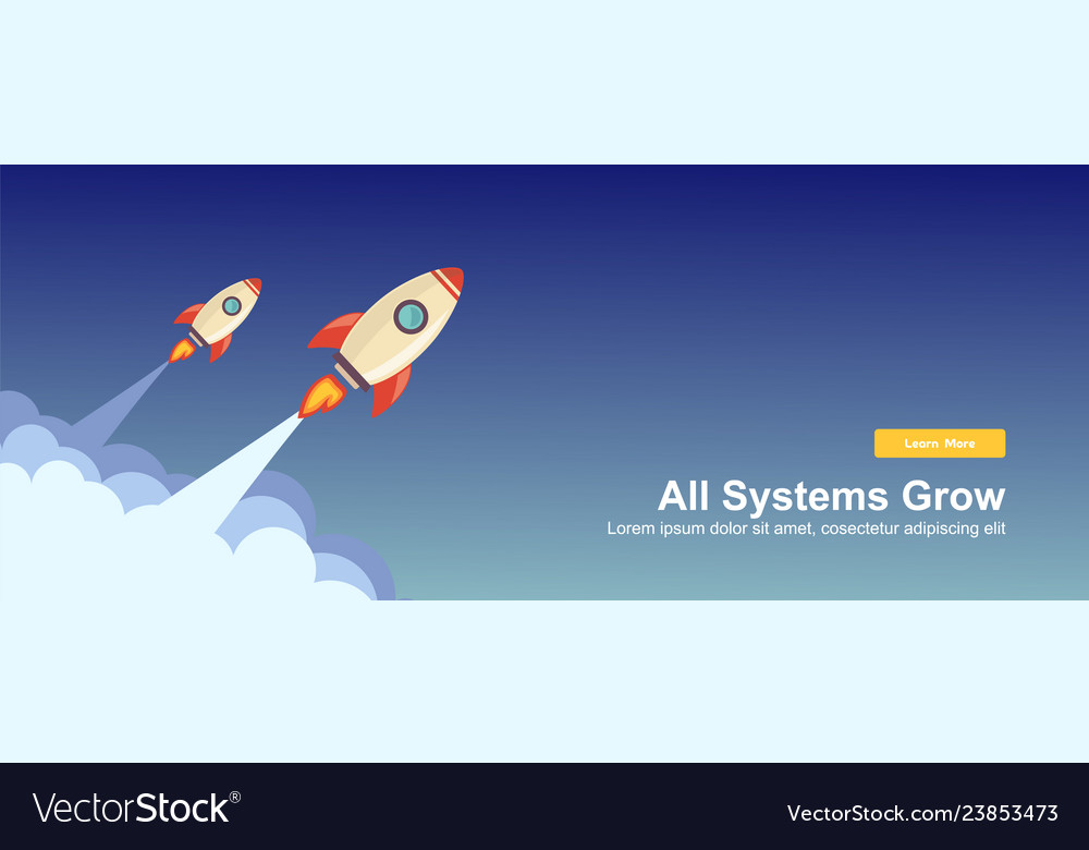 Start up simple rocket web design responsive Vector Image