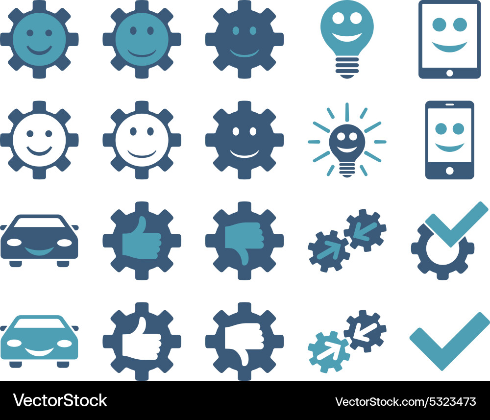 Tools and smile gears icons Royalty Free Vector Image