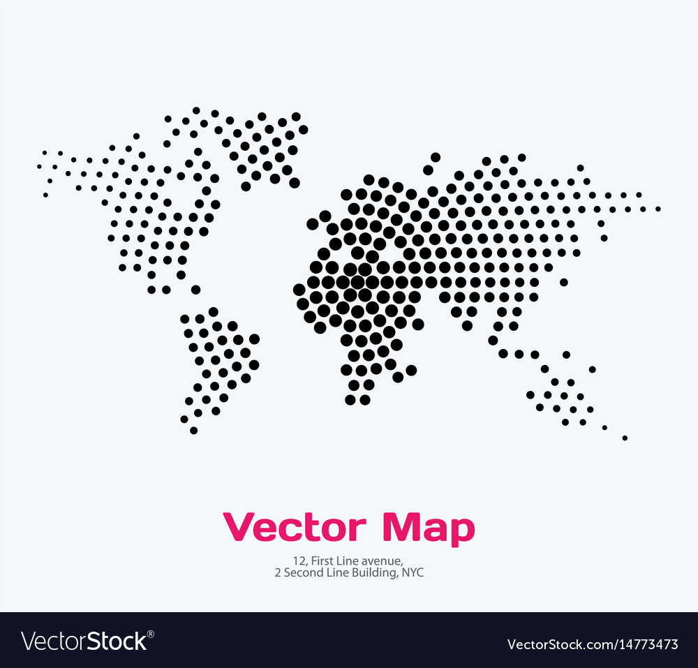 World map with rounds spots dots Royalty Free Vector Image