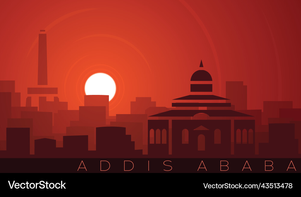 Addis ababa low sun skyline scene Royalty Free Vector Image