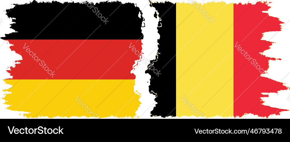 Belgium and germany grunge flags connection Vector Image