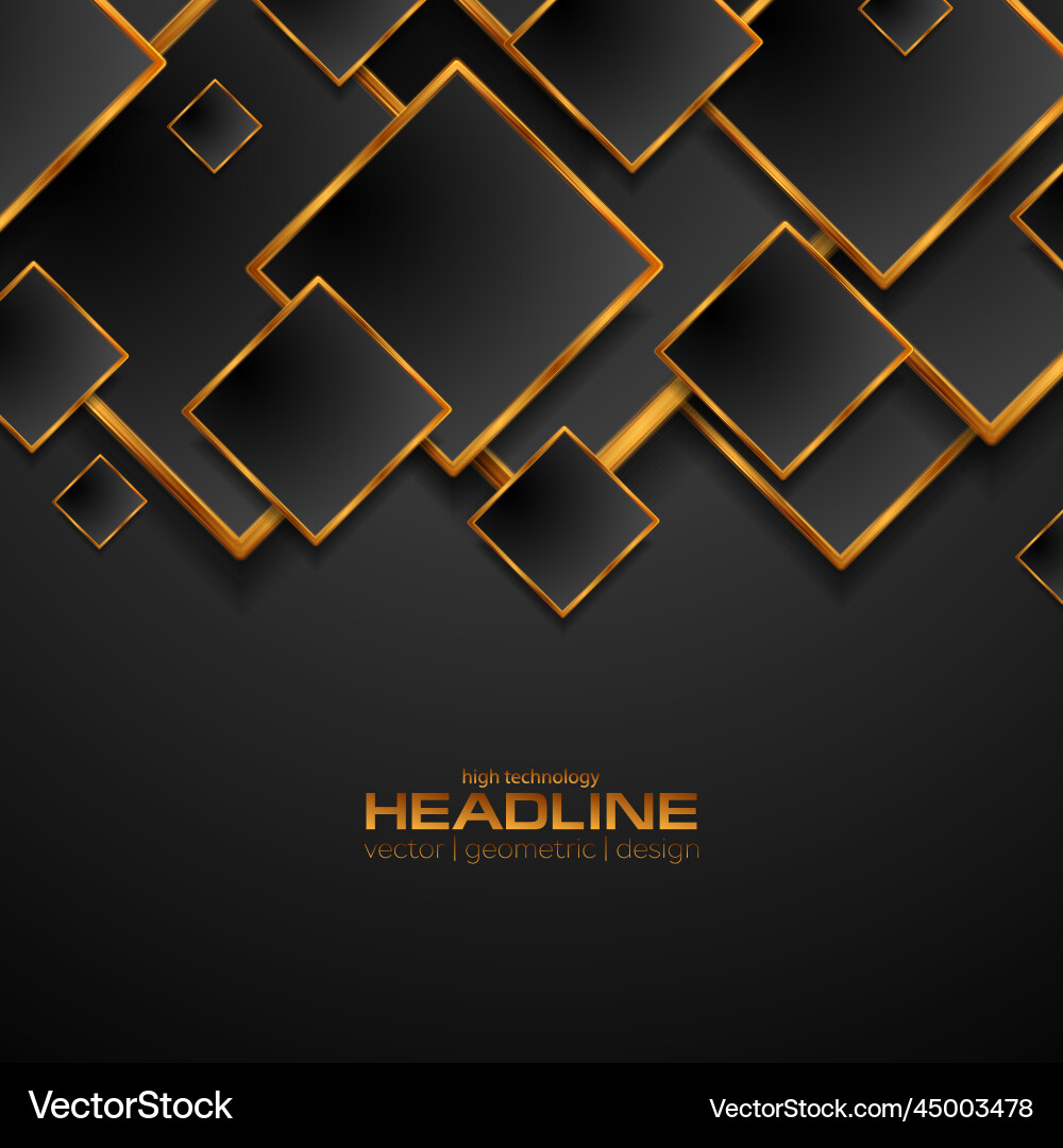 Black and bronze squares abstract geometric Vector Image