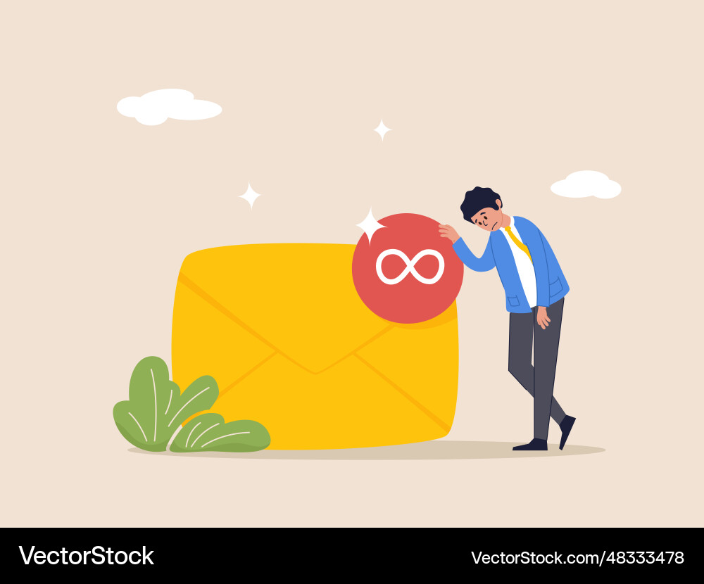 Busy email overload concept anxiety exhausted Vector Image