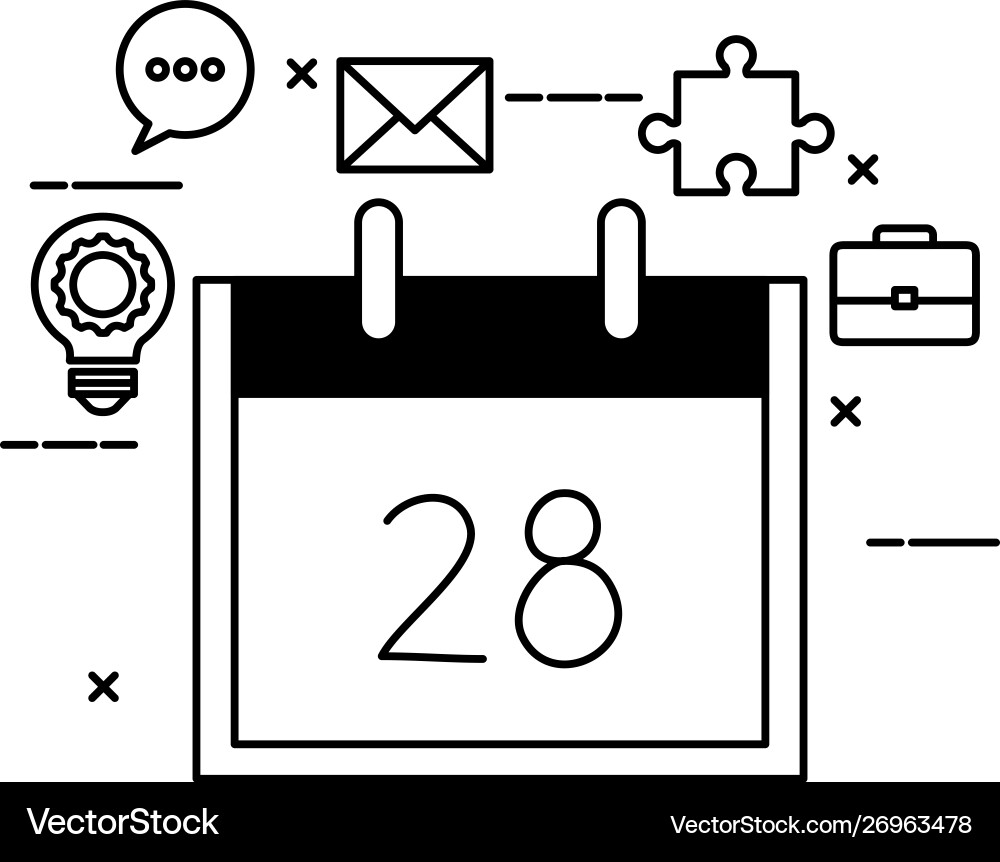 Calendar reminder date with set icons Royalty Free Vector