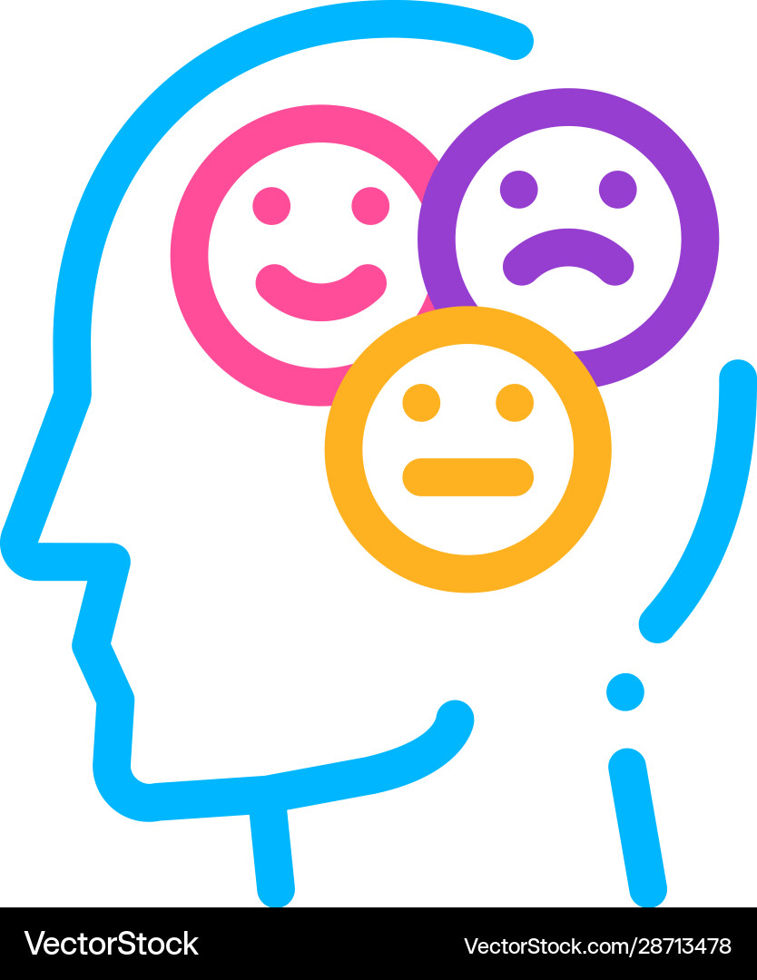 Different mood smile in man silhouette mind Vector Image