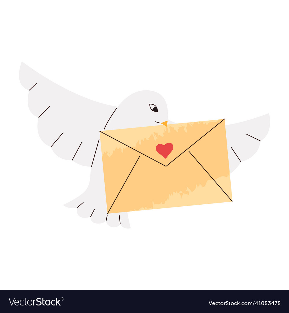 Dove hold in beak love letter Royalty Free Vector Image