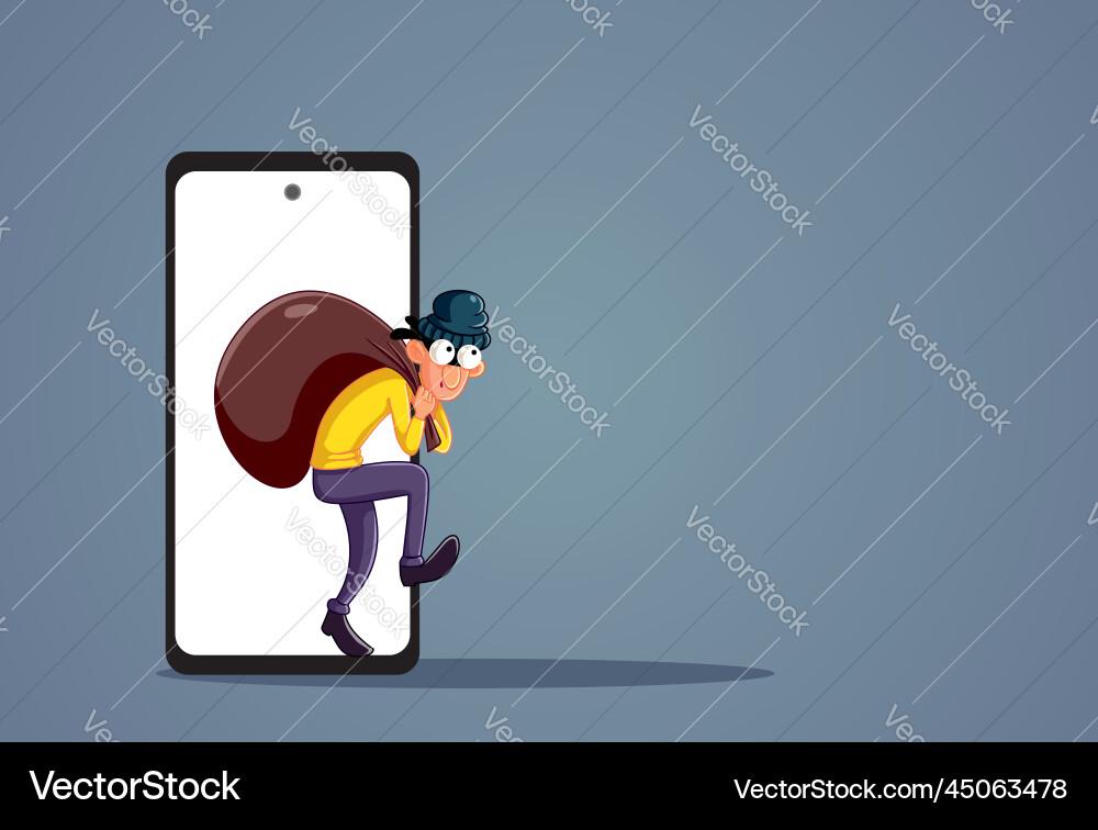 Electronic thief scamming for money cartoon Vector Image